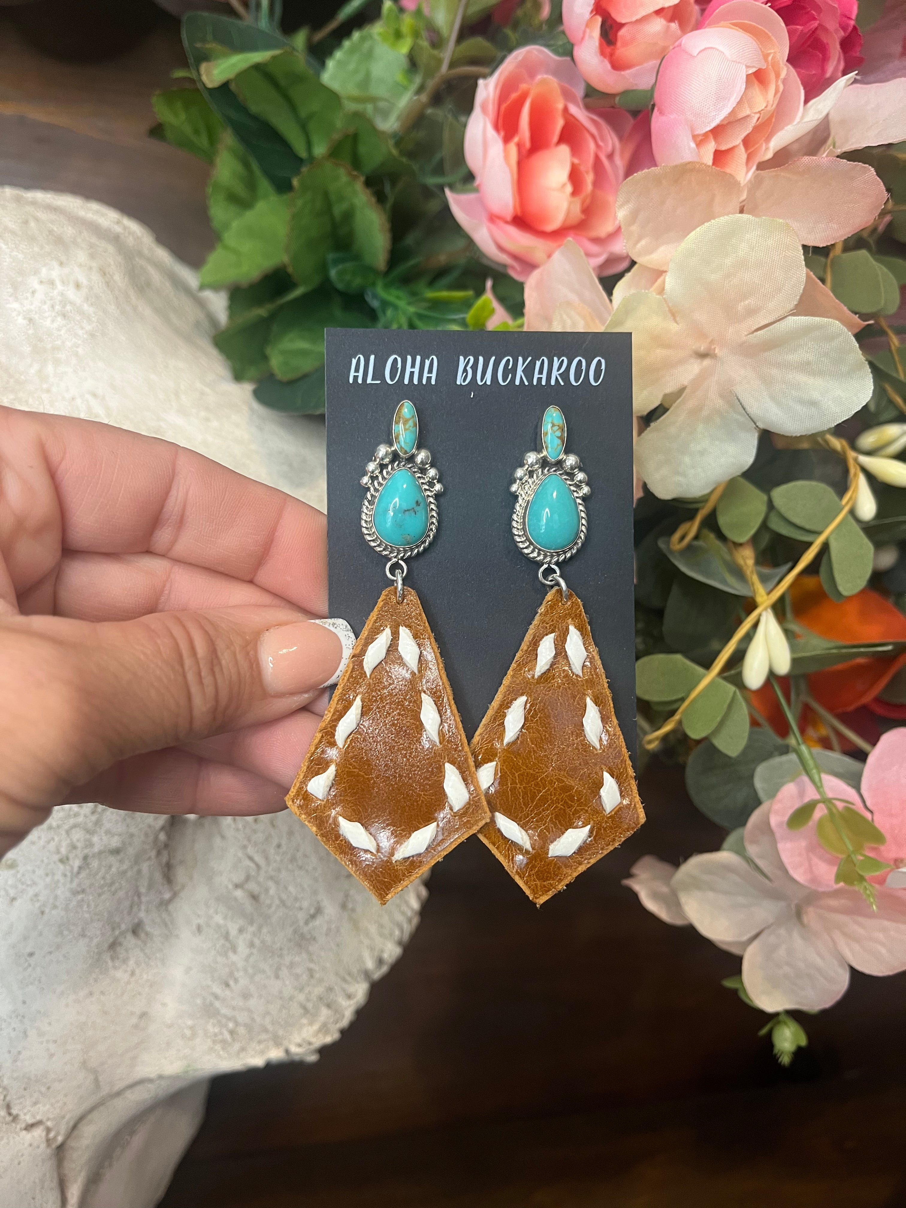 Exclusive Authentic Native American Turquoise and Sterling Silver Earr ...